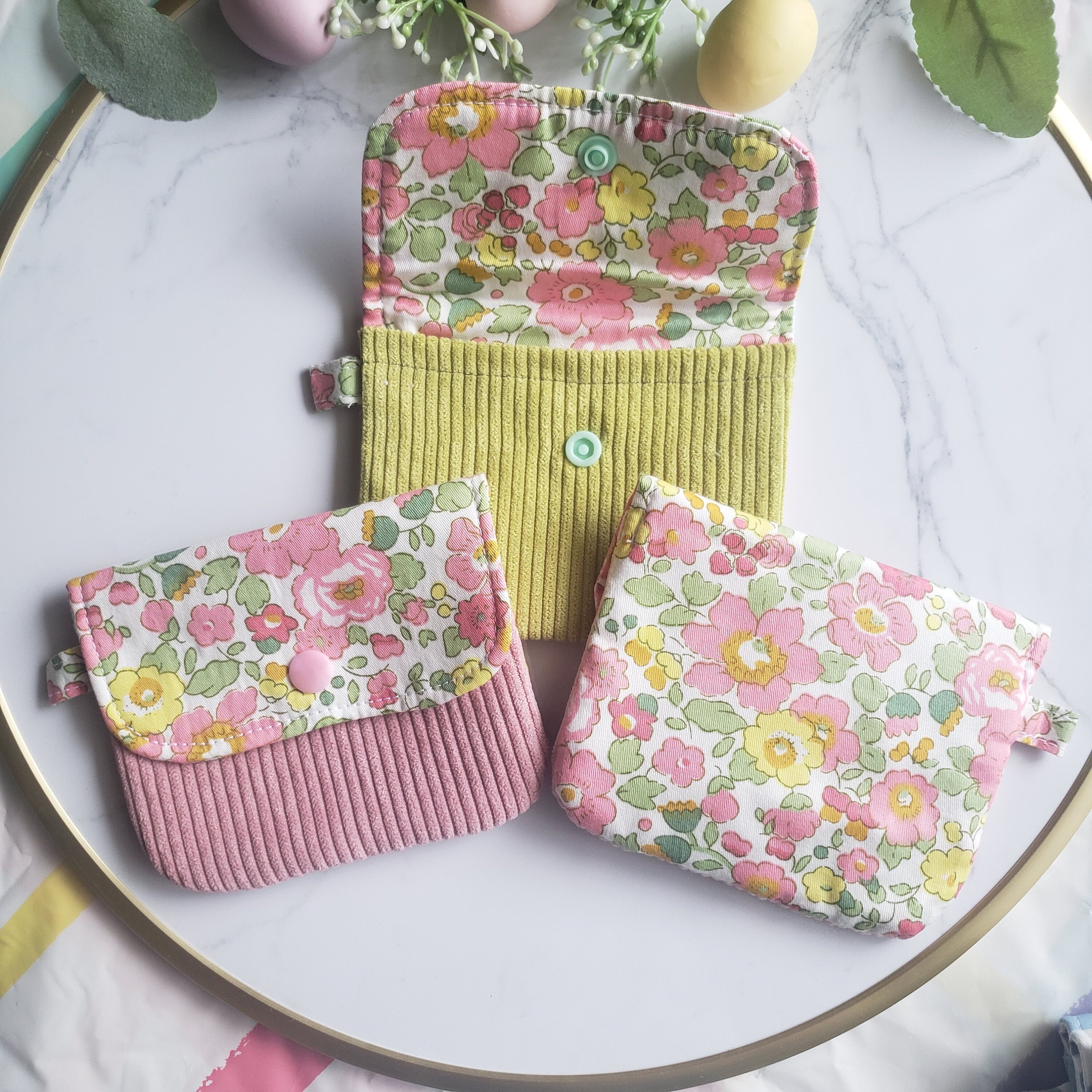Mini Flower Handmade Two Tone Snap Purse Card Wallet Pouch Cotton ...
