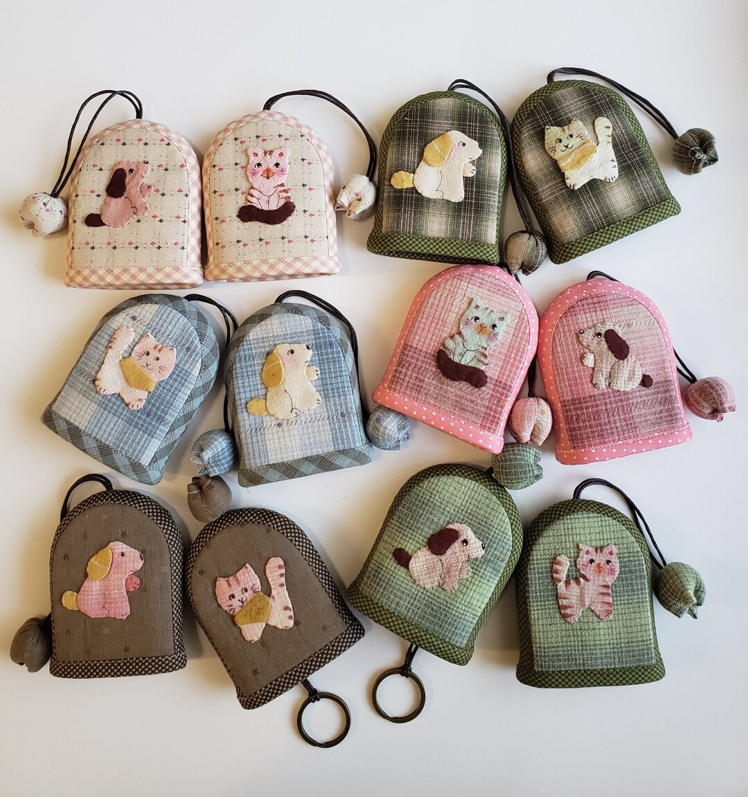 Appliqued Cat Dog Handmade Key Cover With Tulip Charm Japanese Style ...