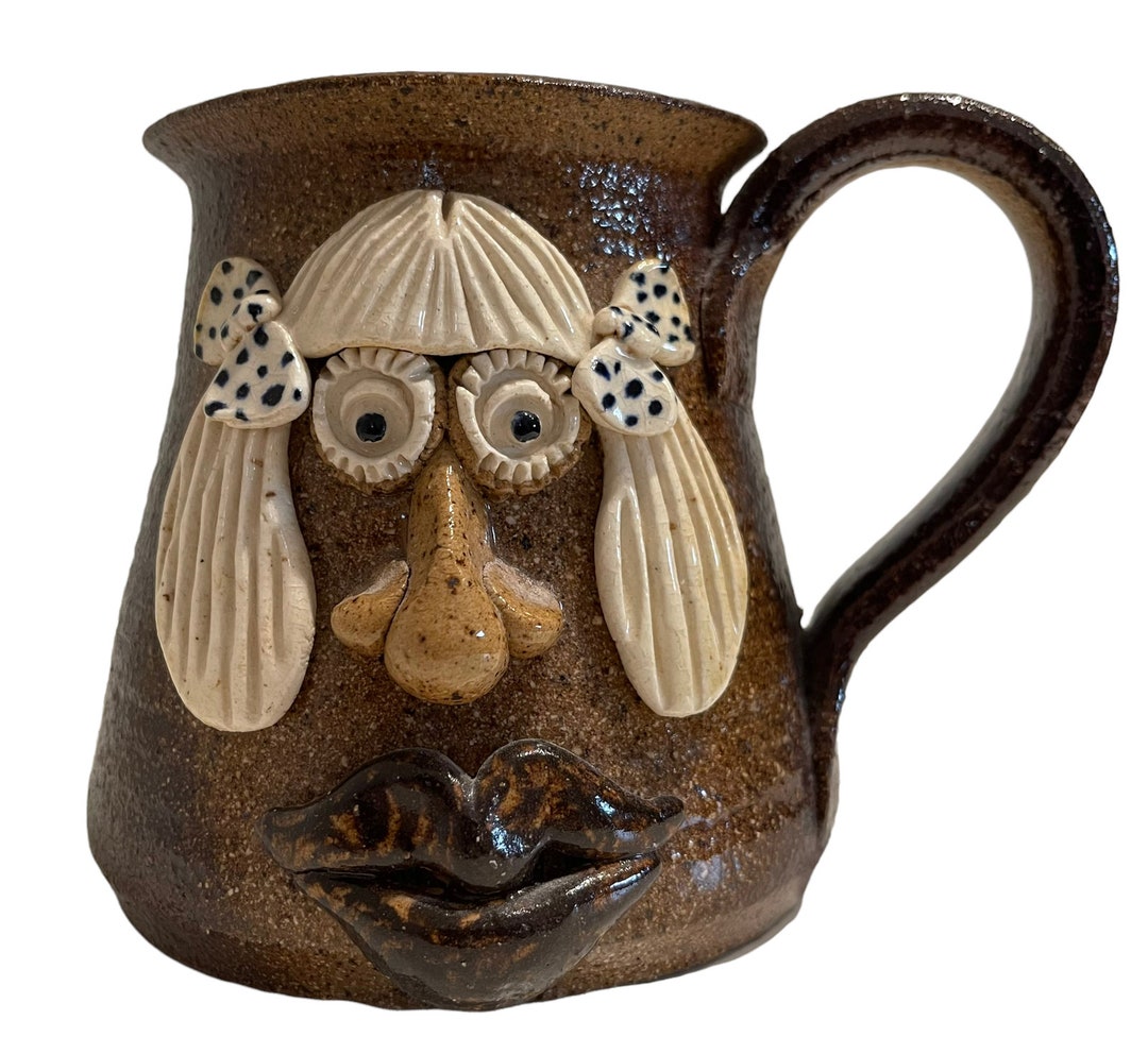 Vintage 70s Ugly Jug Mug Cup Funny Face Folk Art Pottery - Etsy