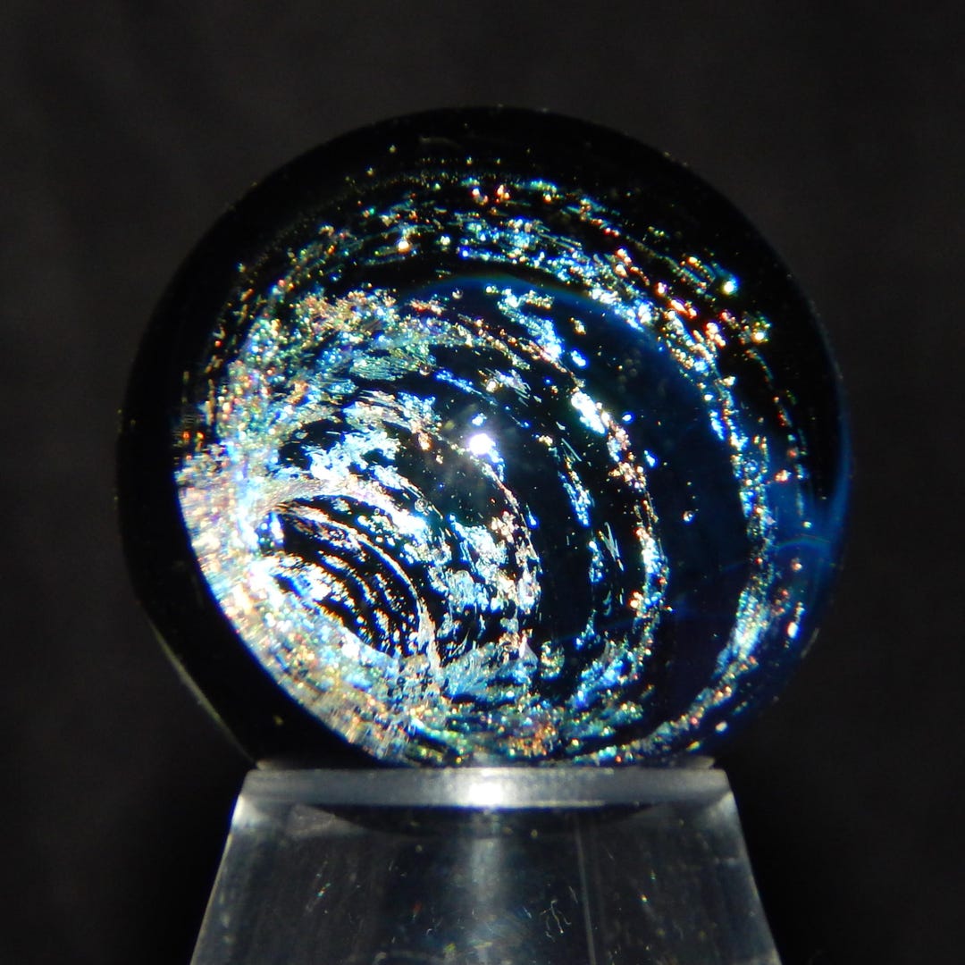 1.58" Dichro Glass Vortex, UV Reactive Spider Design, Hand Blown Art Marble, Art Glass Marble ...
