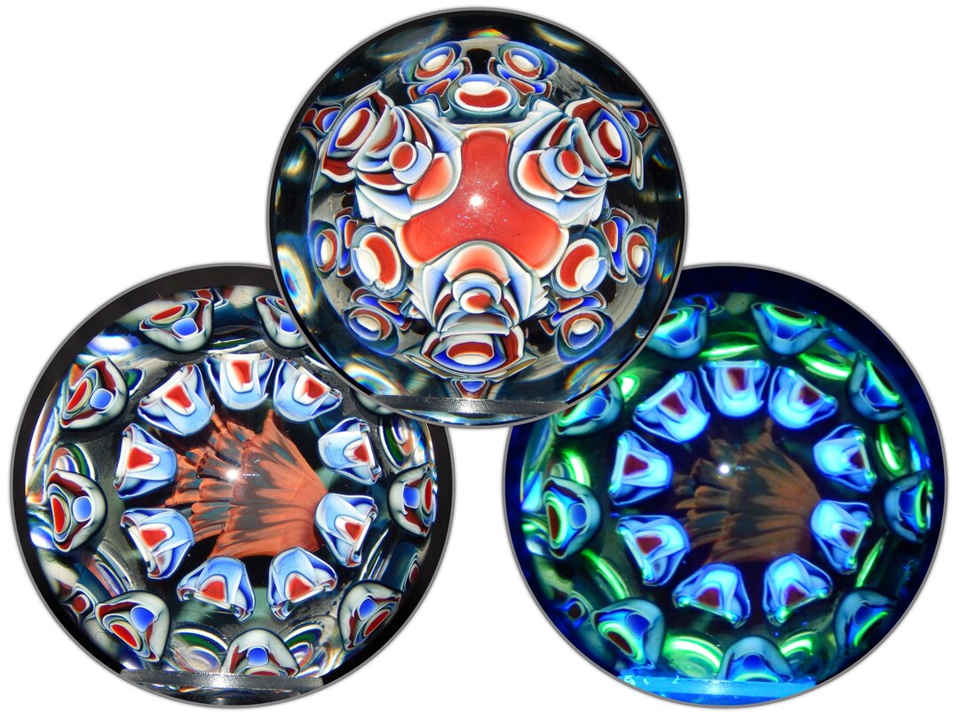 2.08" Four Layer Dot Stack Marble, UV Reactive, Glass Pop Art, Art ...