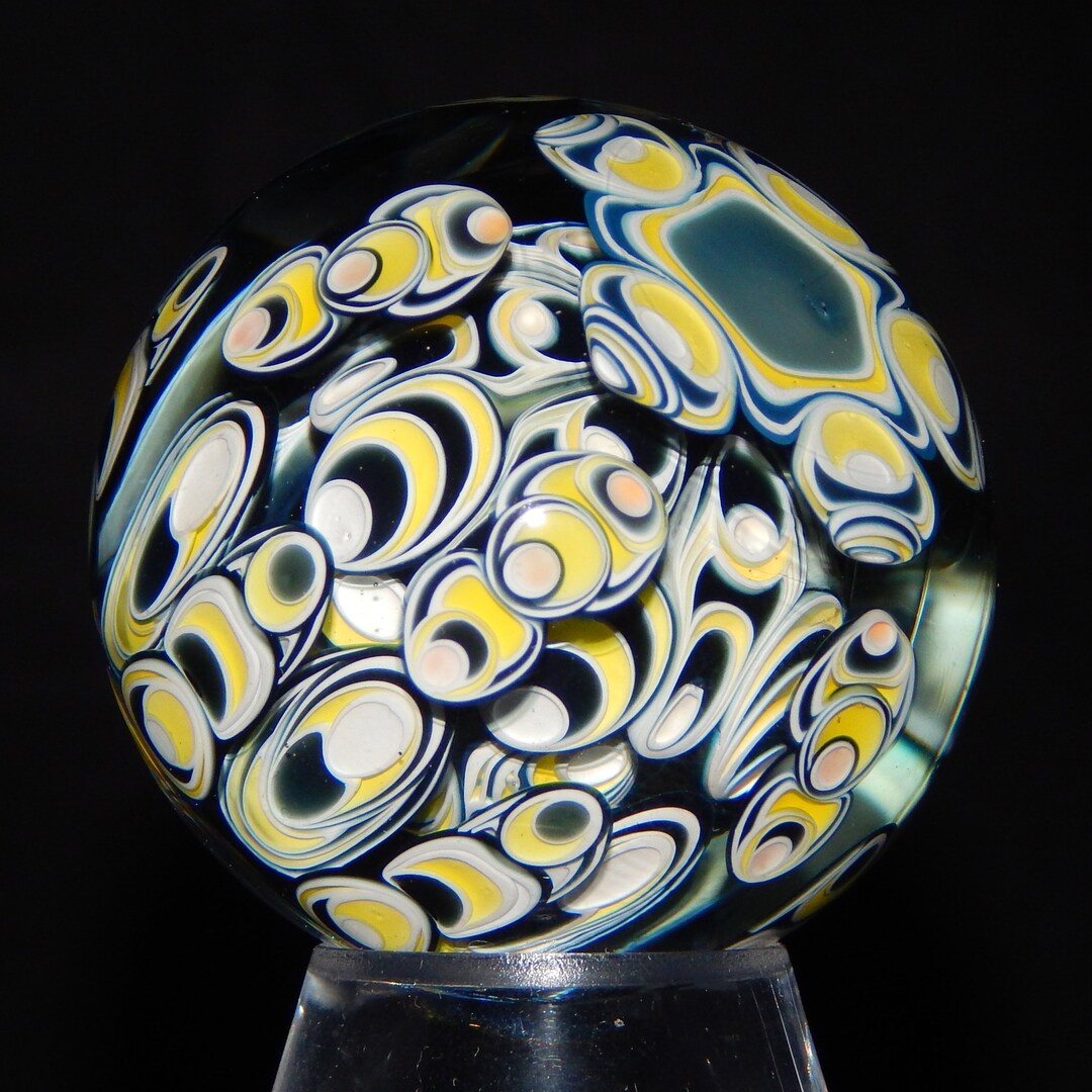 1.98” Six Layer Dot Stack Marble, UV Reactive, Glass Pop Art, Art Glass ...