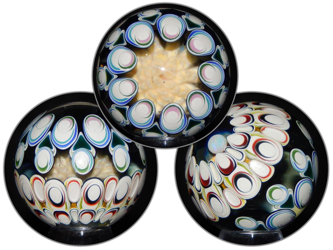 1.73" Blown Glass Marble, Dot Stack Design, Gift Art Glass, Art Glass ...