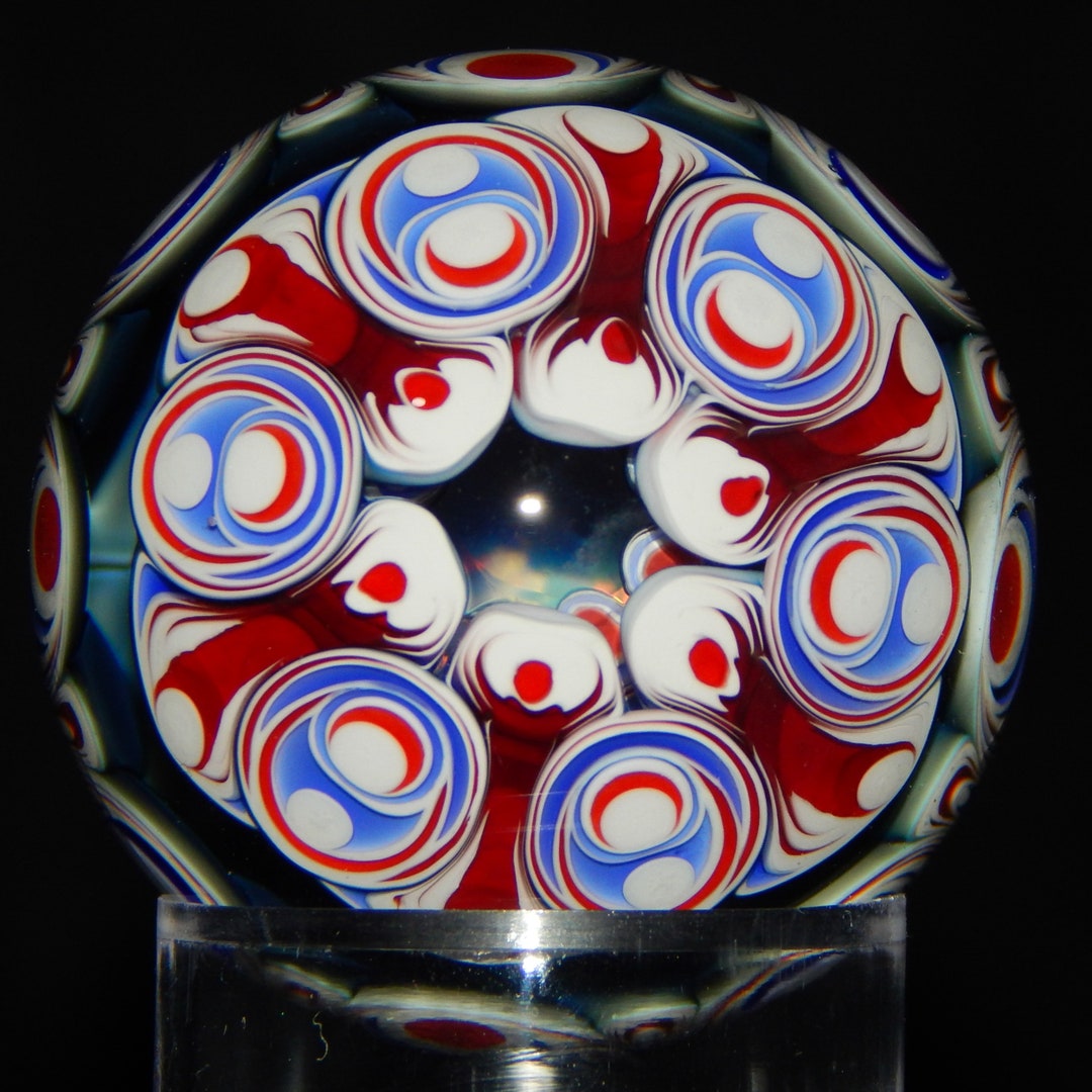 1.69" Three Layer Dot Stack Marble, Glass Pop Art, Art Glass Marble ...
