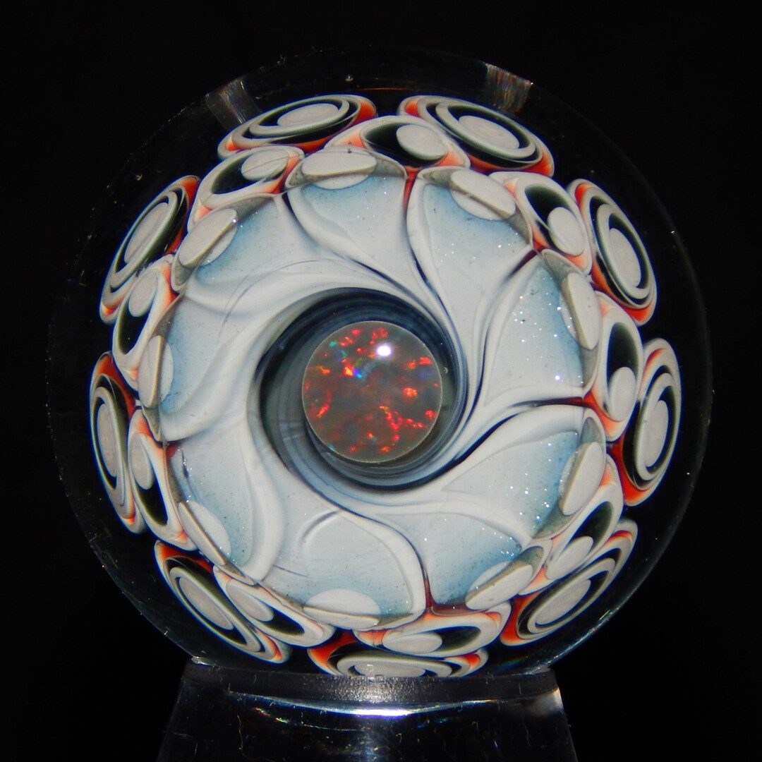 1.81 Two Layer Dot Stack Marble, Glass Encased Opals, Glass Pop Art ...