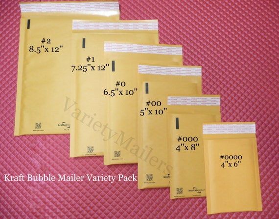 18 Kraft Bubble Envelope Variety Pack 3 Each of 6 Small | Etsy