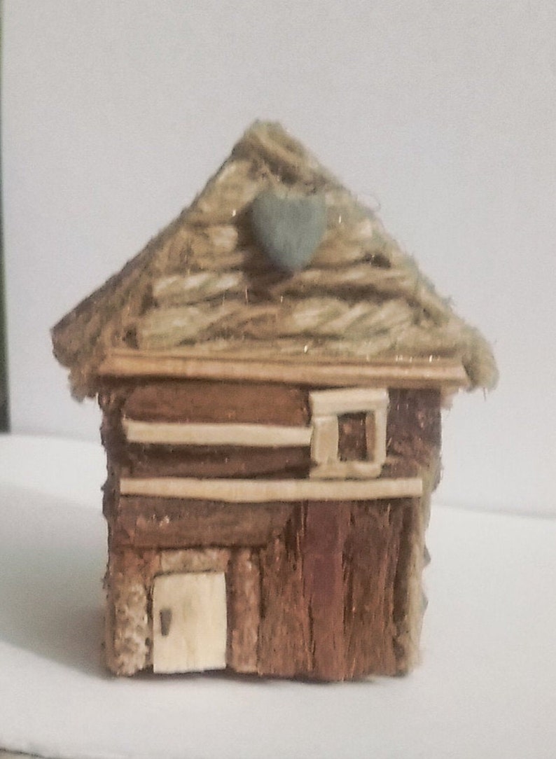 Miniature Handmade Rustic Fairy House Stone Heart Burlap Tree - Etsy