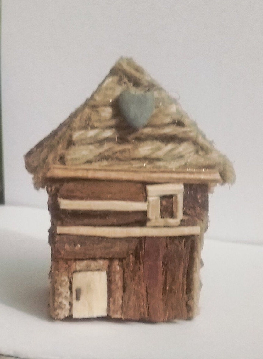 Miniature Handmade Rustic Fairy House Stone Heart Burlap Tree - Etsy