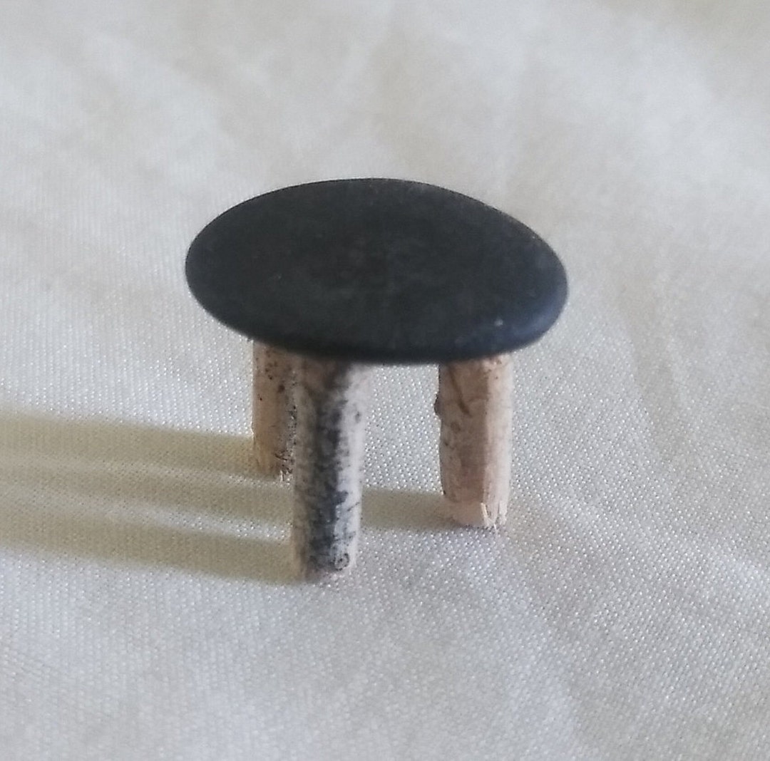 Miniature Fairy Rustic Stool Made of Twigs and Gray Stone - Etsy