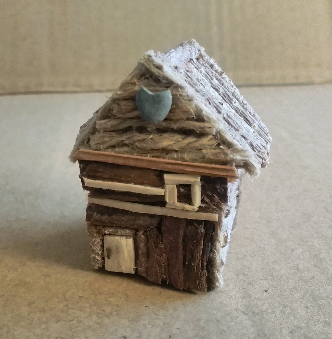 Miniature Handmade Rustic Fairy House Stone Heart Burlap Tree - Etsy