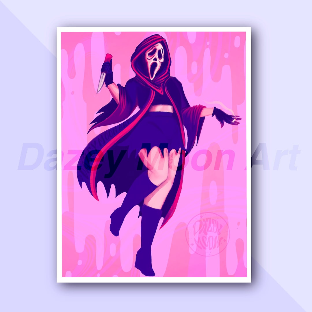 Pink Ghost Face Scream Art Prints and Posters by Dazey Moon - Etsy