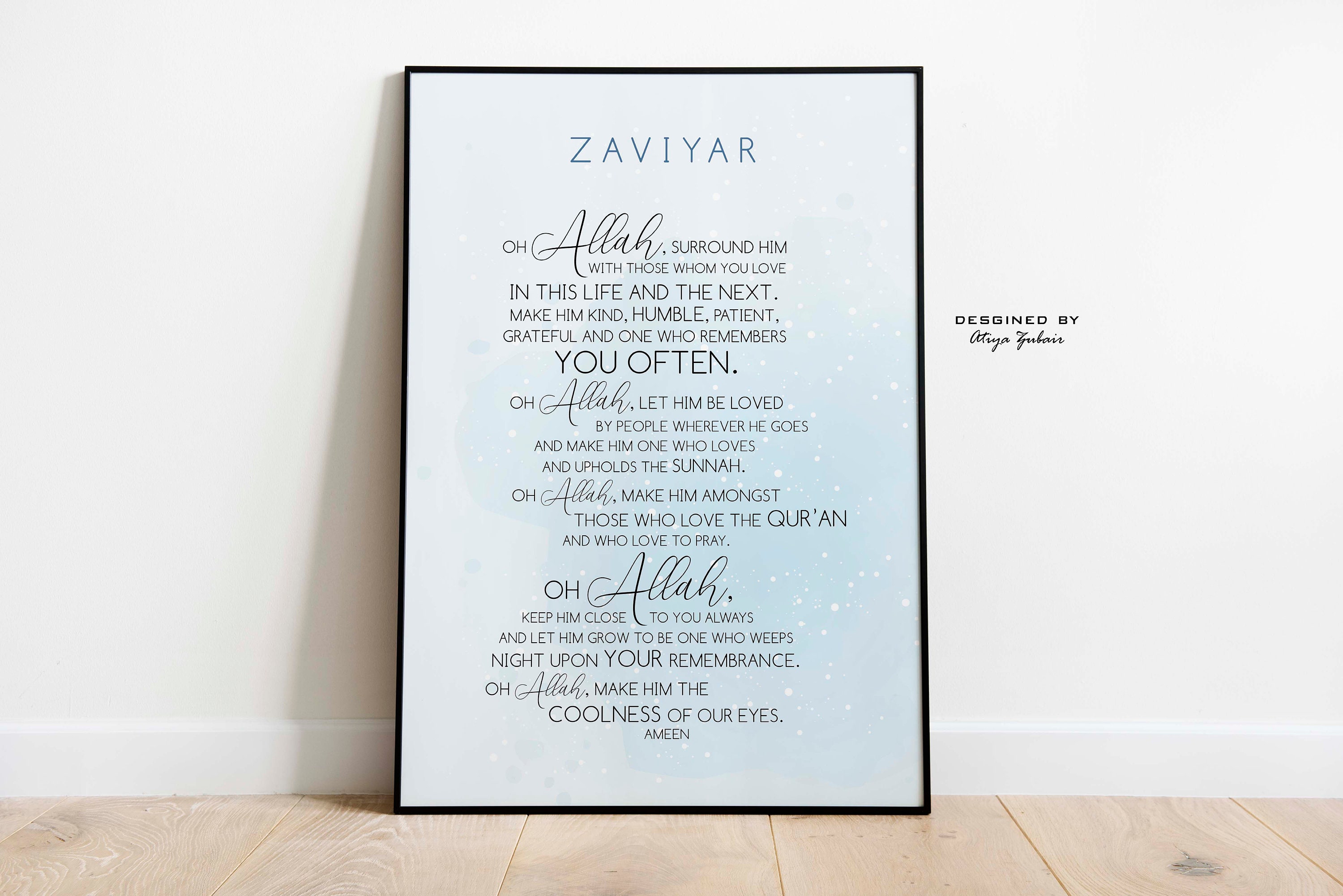 Personalized Dua With Name, Baby Boy, Muslim Nursery Decor, Islamic ...