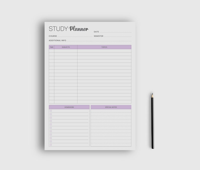 Printable Study Planner Planner Template Daily Planner - Etsy