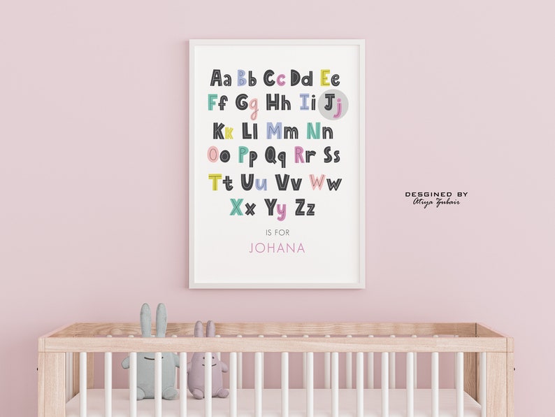 English Alphabets With Personalized Name, Baby Nursery, Nursery Decor ...