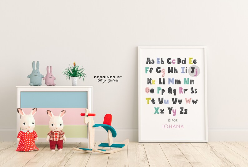 English Alphabets With Personalized Name, Baby Nursery, Nursery Decor ...
