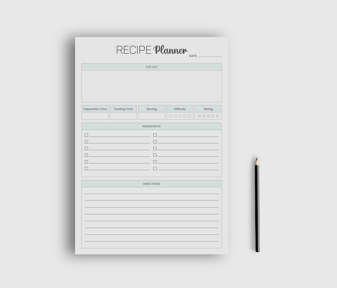 Printable Recipe Planner, Planner Template, Daily Planner, To-do List ...