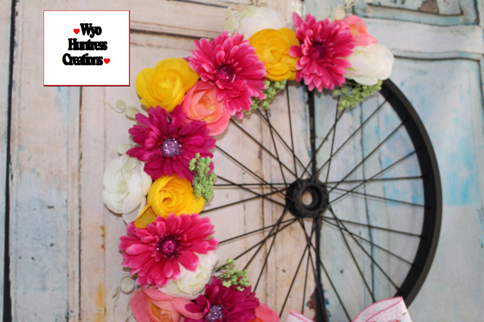 Flower Bike Wheel Wreath - Etsy