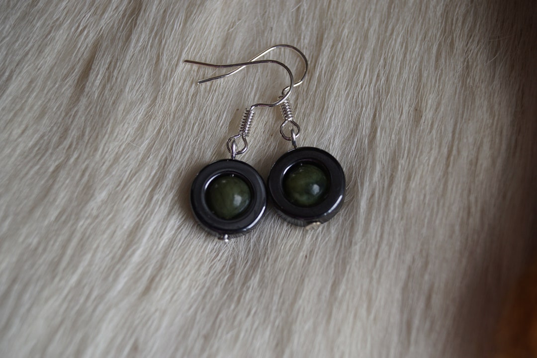 New Zealand Greenstone / Pounamu, Hematite Earrings - Etsy
