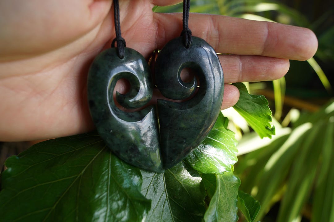 New Zealand Greenstone / Pounamu Heart With Koru Pendant - Etsy