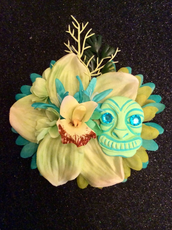 Hawaiian Tropical Tiki Hair Flower Clip Pinup Rockabilly | Etsy