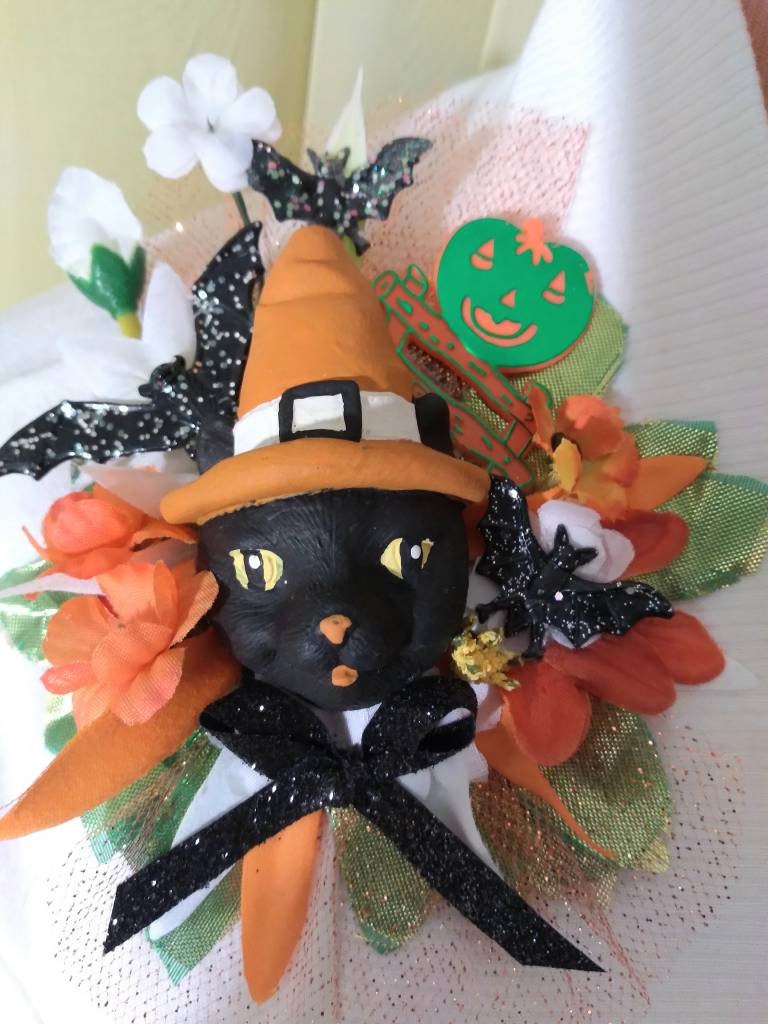 Halloween Corsage Black Cat Pumpkin Bats Pin Brooch - Etsy