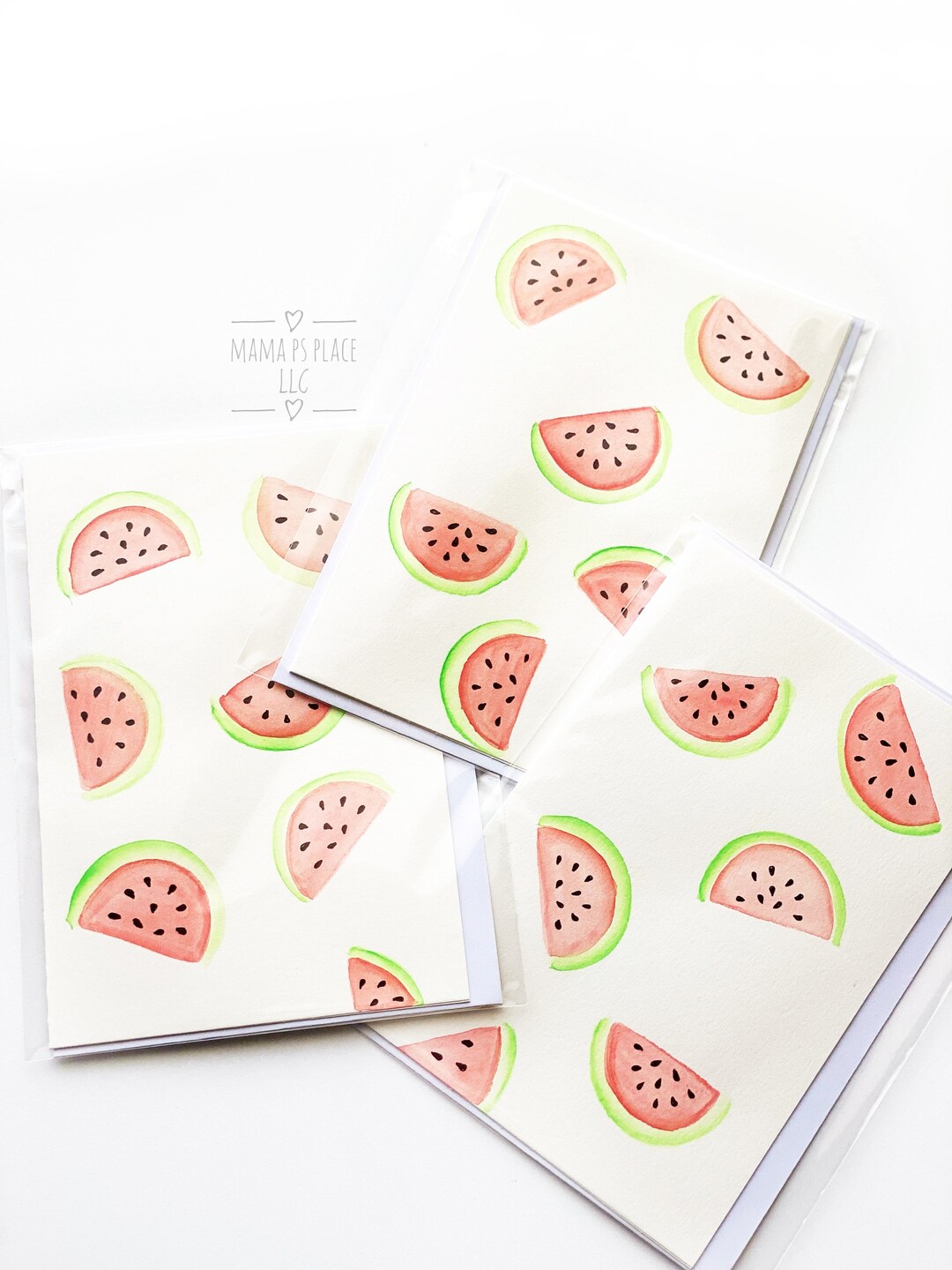 Handmade Card / Hand Painted / Thank You / Watermelon / Blank Inside ...