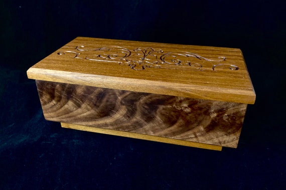 Wood box with secret compartment figured black walnut teak | Etsy