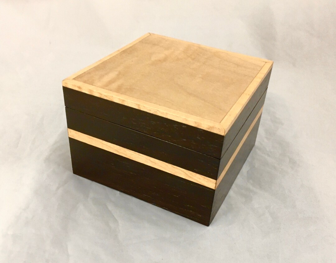 Wood Box With Lid - Charred Walnut, Hard Maple - Small - Etsy