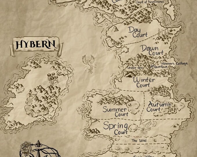 Sarah J Maas Acotar Fantasy Map, Prythian Home Decor, A Court of Thorns ...