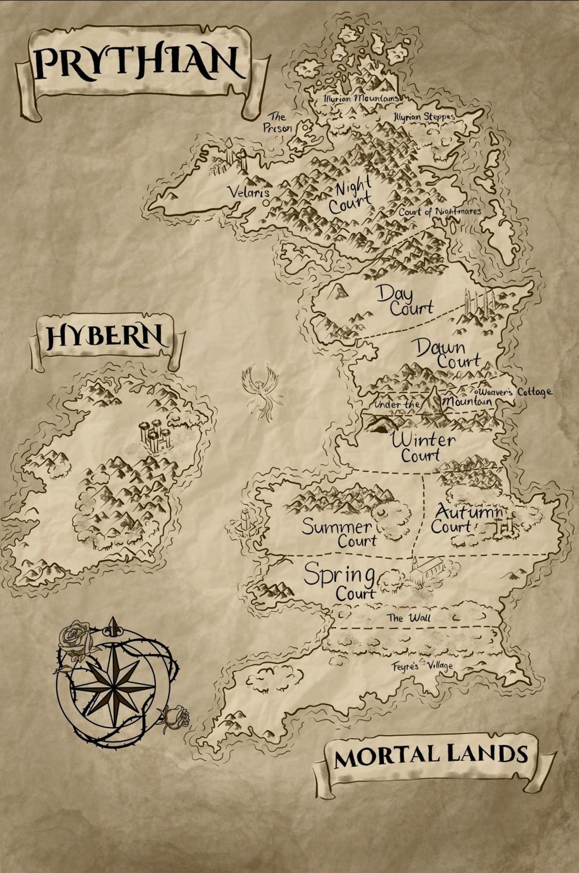 Prythian ACOTAR Fantasy Map Digital File PDF - Etsy Canada