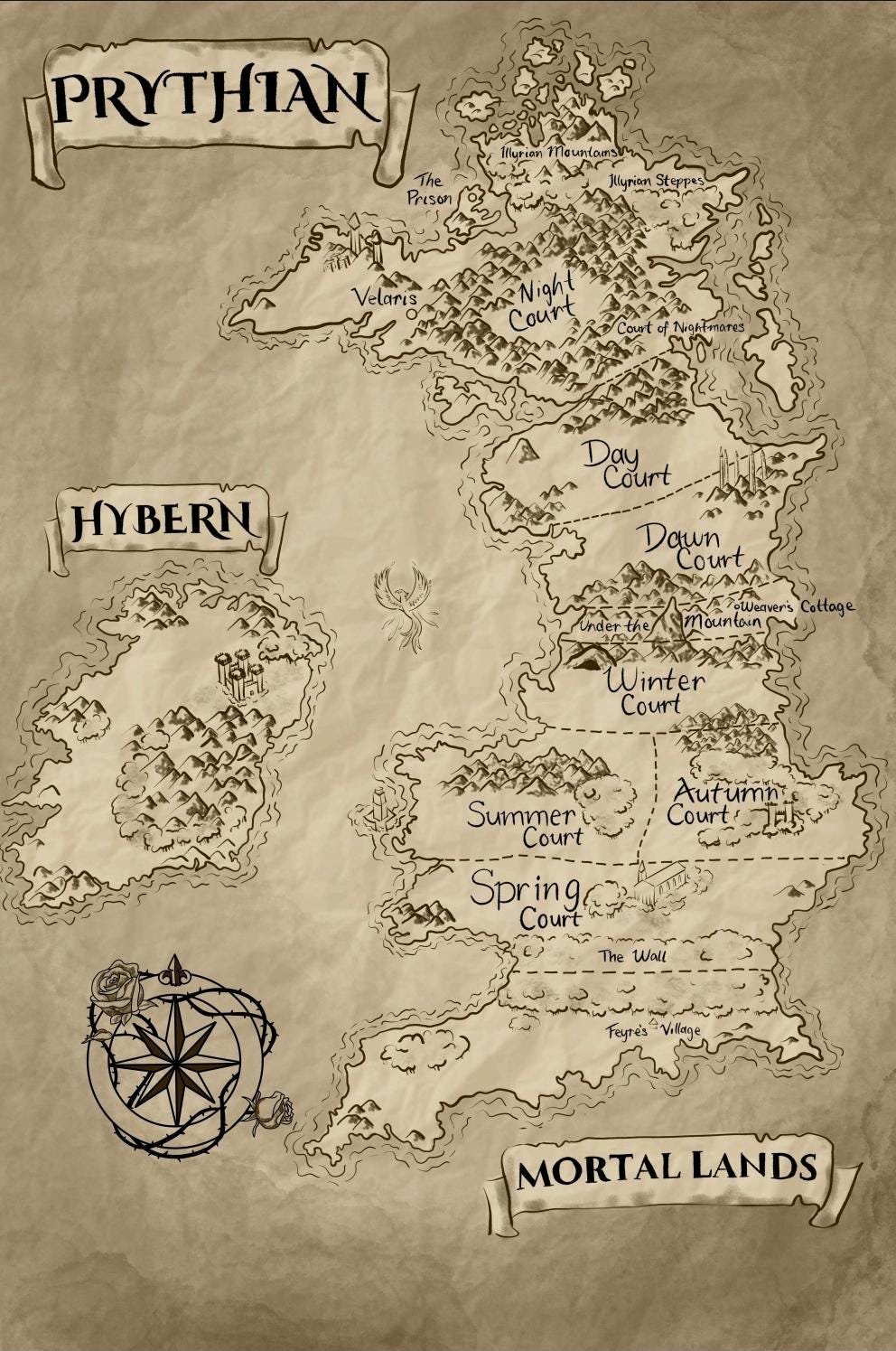 Prythian ACOTAR Fantasy Map Digital File PDF - Etsy Canada