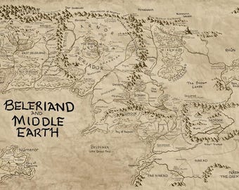 Beleriand and Middle Earth Fantasy Map Digital File PDF - Etsy