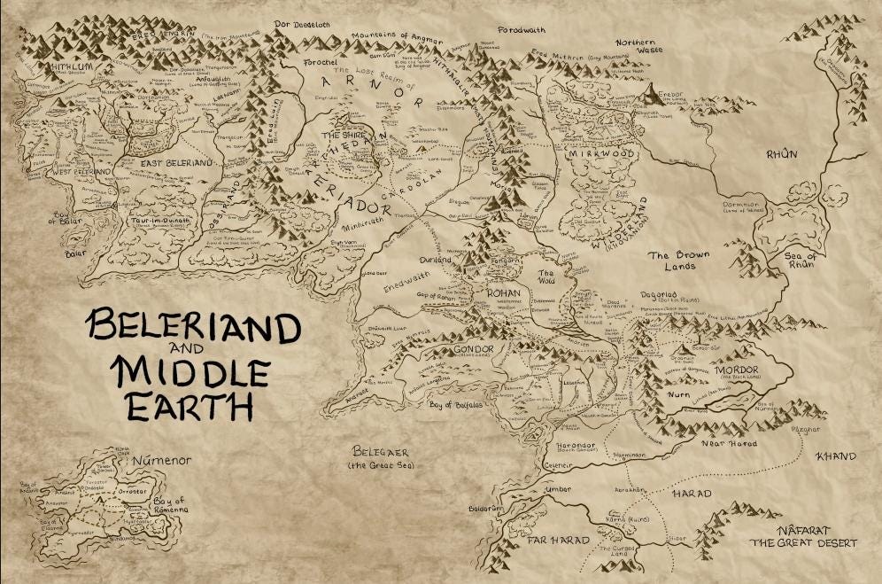 Beleriand and Middle Earth Map Print - Etsy