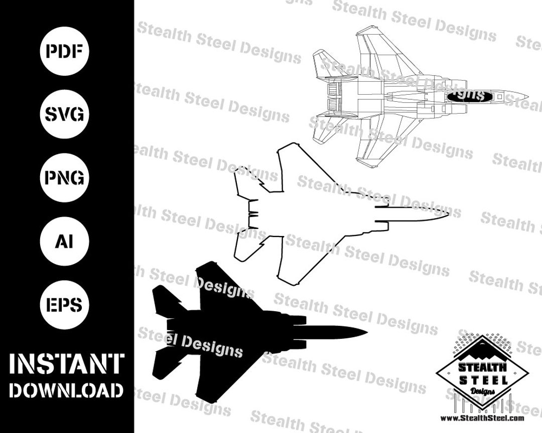 F-15-eagle-fighter-clean-top View-svg-ai-eps-pdf-vector - Etsy