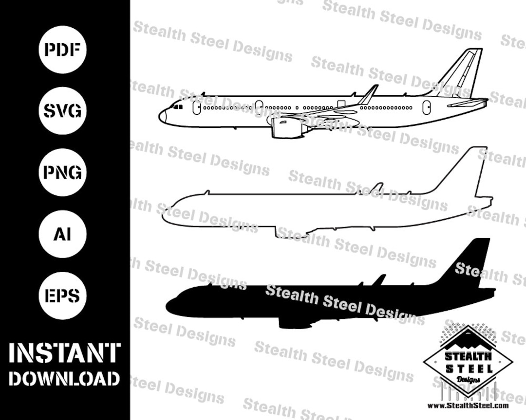 Airbus-a321-side-svg-ai-eps-pdf - Etsy