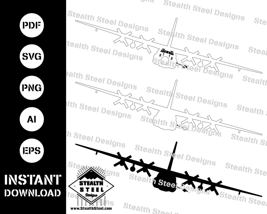 Ac-130u-gunship-front-view-svg-ai-eps-pdf - Etsy