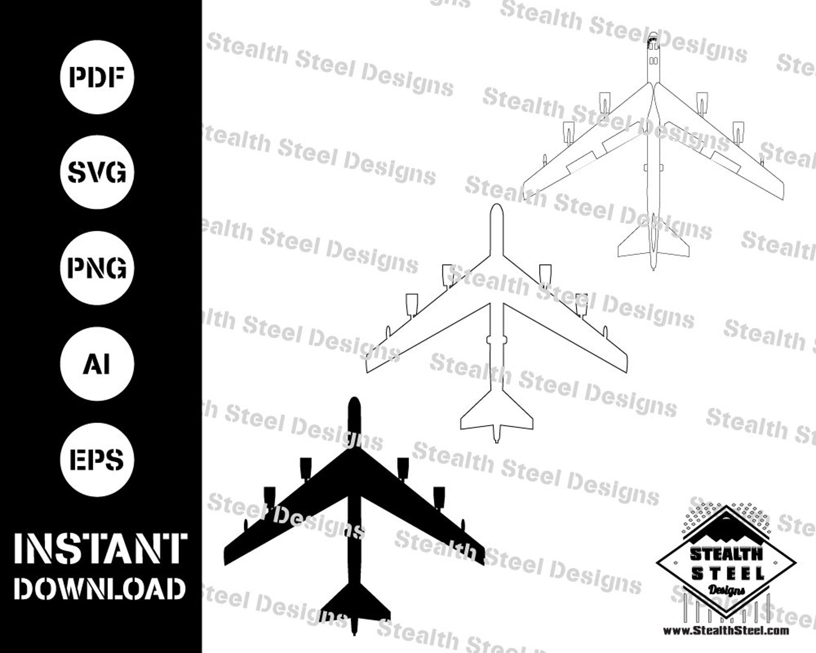 B-52-stratofortress-bomber-top View-svg-ai-eps-pdf-vector - Etsy