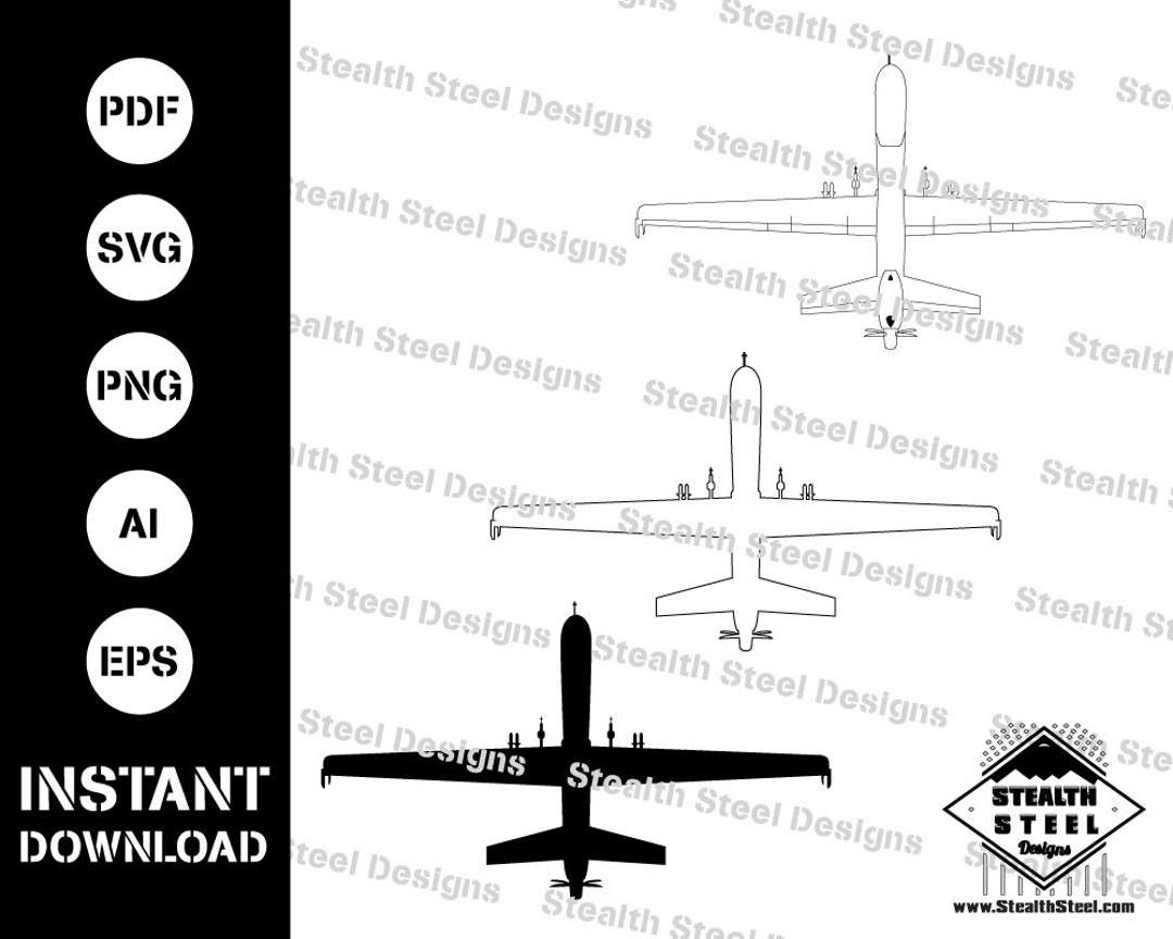Mq-9-reaper-uav-top View-svg-ai-eps-pdf-vector - Etsy