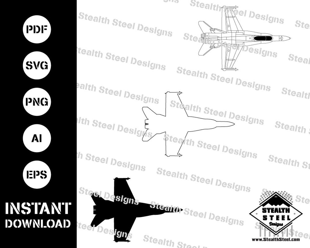 F-18a-hornet-fighter-top View-svg-ai-eps-pdf-vector - Etsy