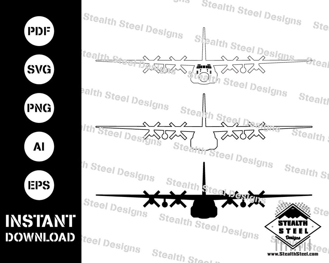 C-130h-hercules-front-view-svg-ai-eps-pdf - Etsy