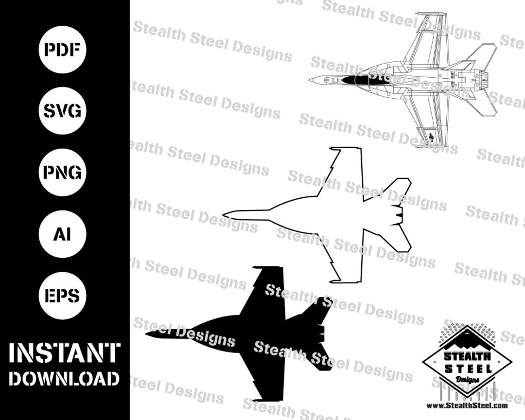 F-18f-super-hornet-fighter-top View-svg-ai-eps-pdf-vector - Etsy