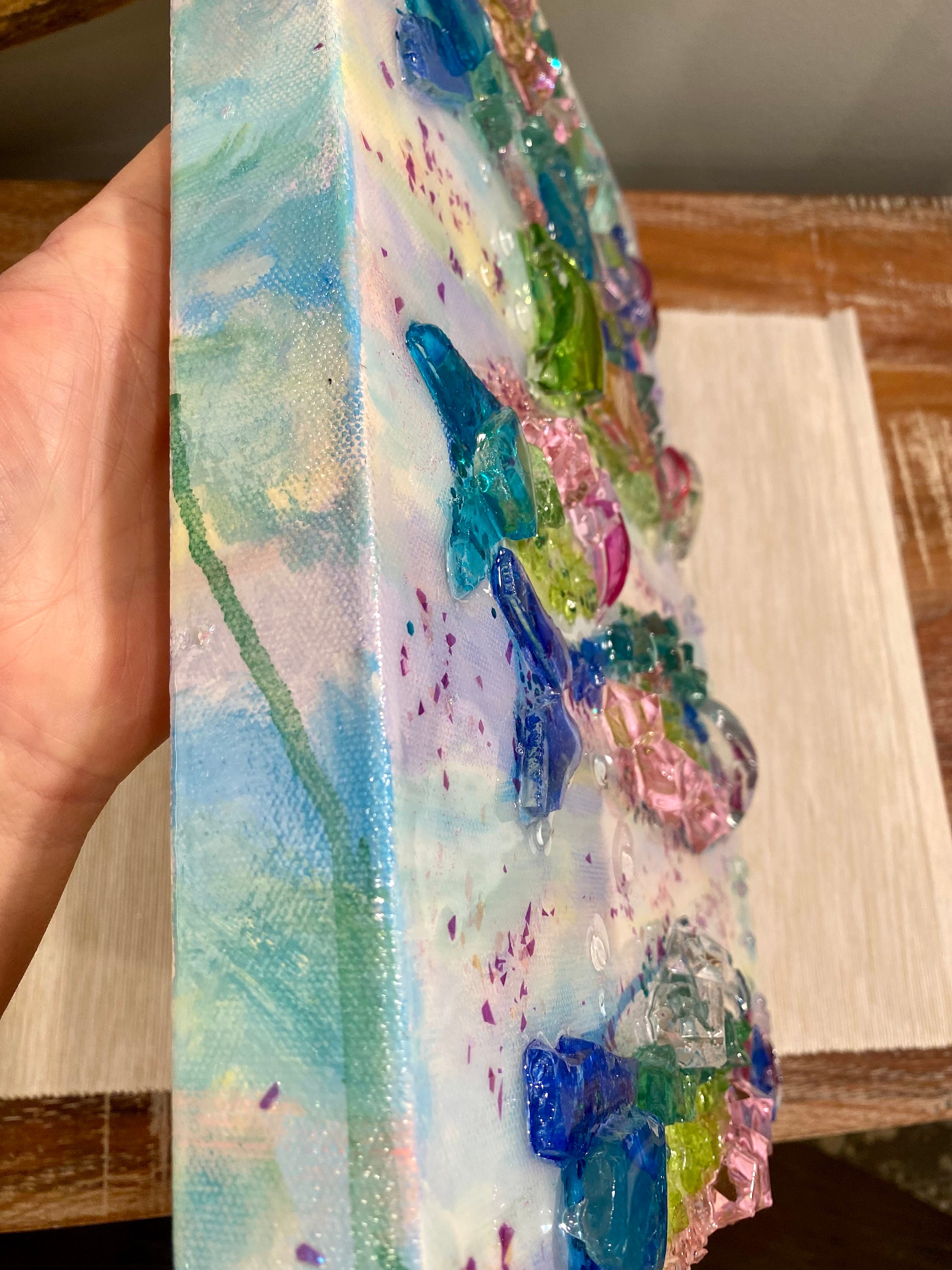 Fish Glass Wall Art on Canvas, Broken Glass Art, Wall Decor, Mixed ...