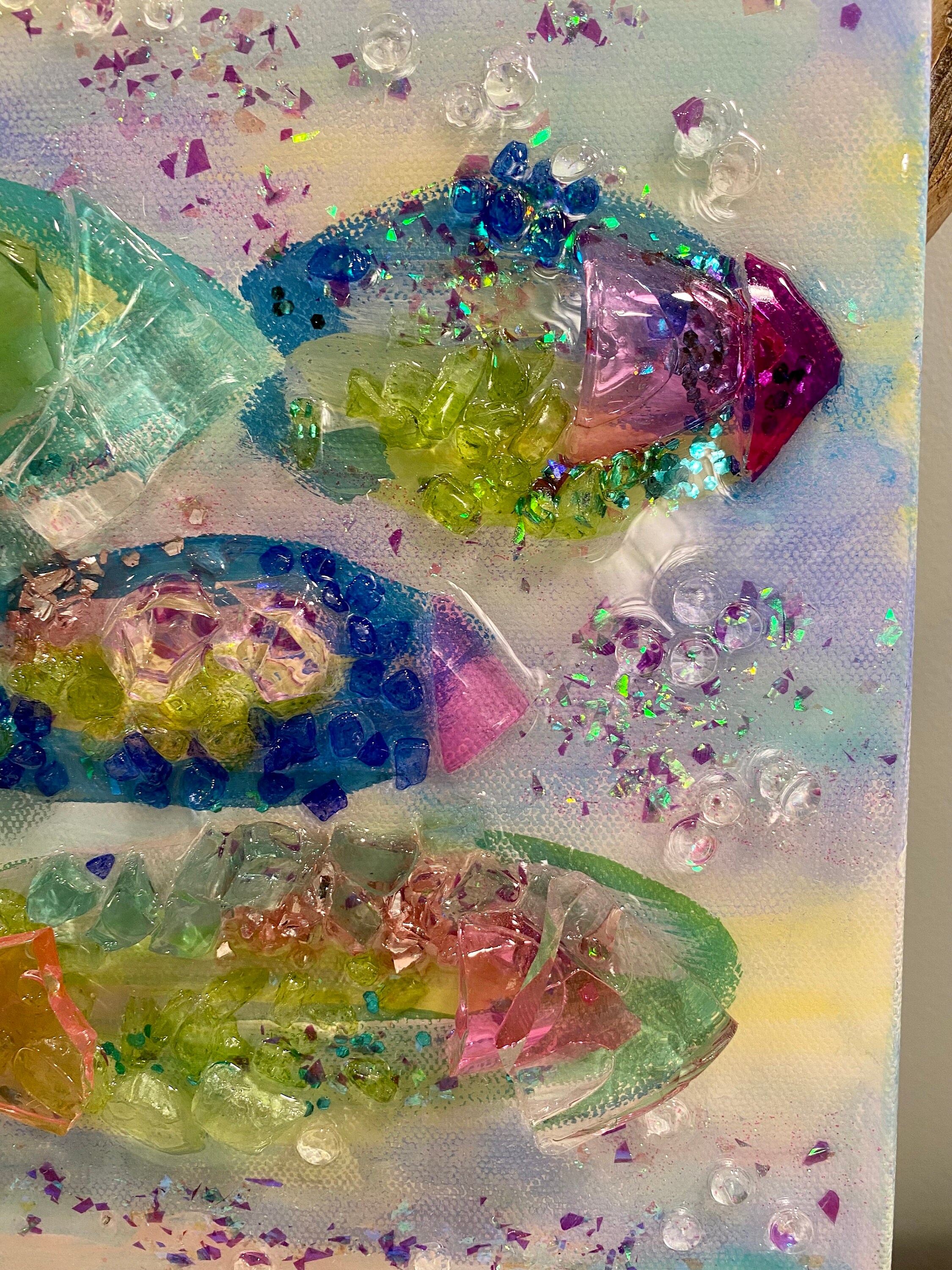 Fish Glass Wall Art on Canvas, Broken Glass Art, Wall Decor, Mixed ...