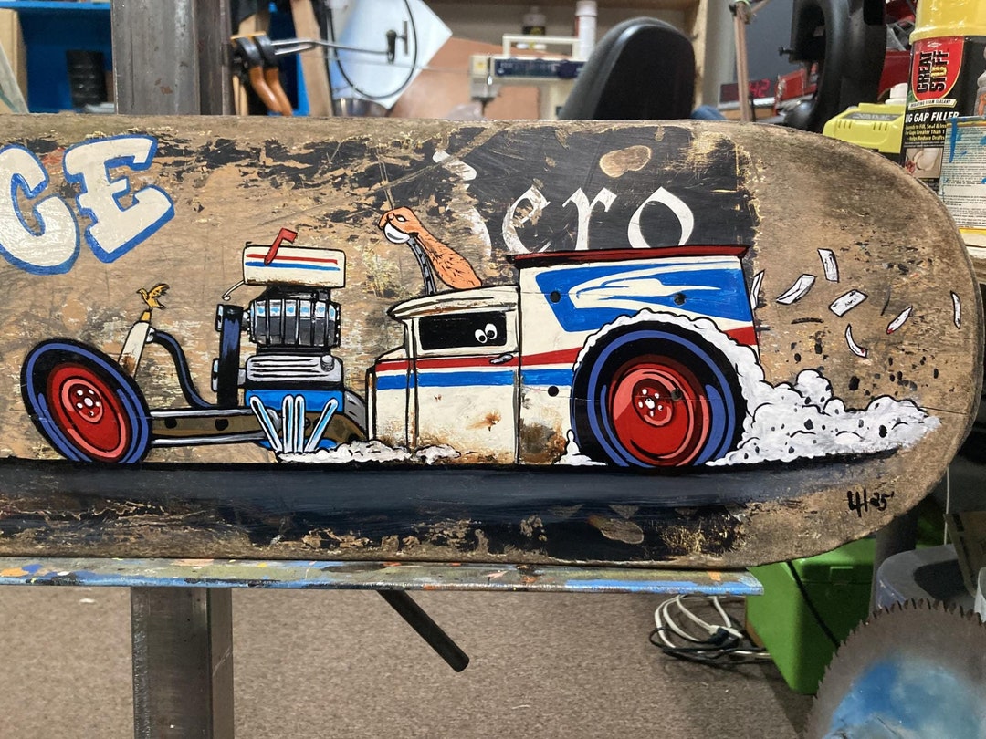 Mail Dominance" Hand Painted Old Skateboard Deck Rat Rod Usps Painting ...