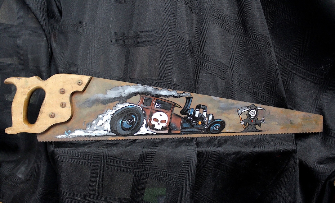 Hand Painted Rat Rod Diesel Grim Reaper Hand Saw - Etsy