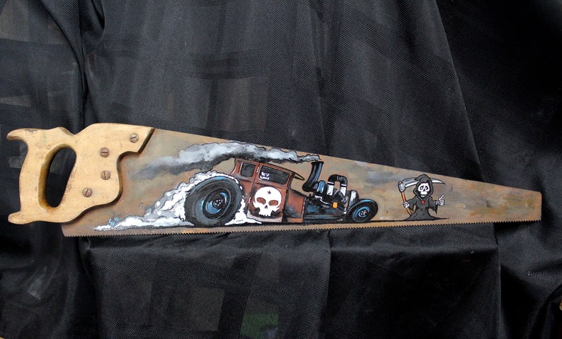 Hand Painted Rat Rod Diesel Grim Reaper Hand Saw - Etsy