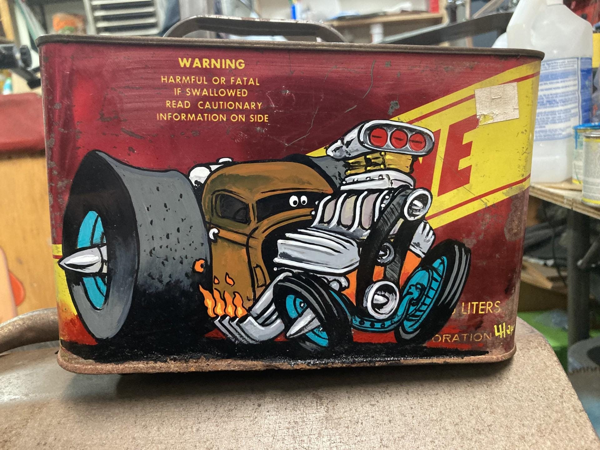 Rat Rod Cartoon Hand Painting on Vintage Gas Can - Etsy