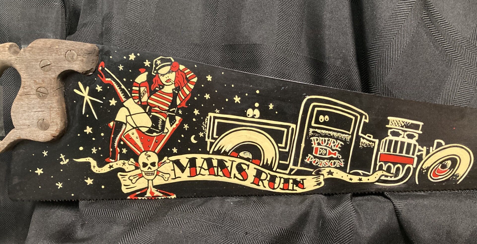 Hand Painted Rat Rod Hand Saw Pinstriping Pinup Girl Mans Ruin - Etsy