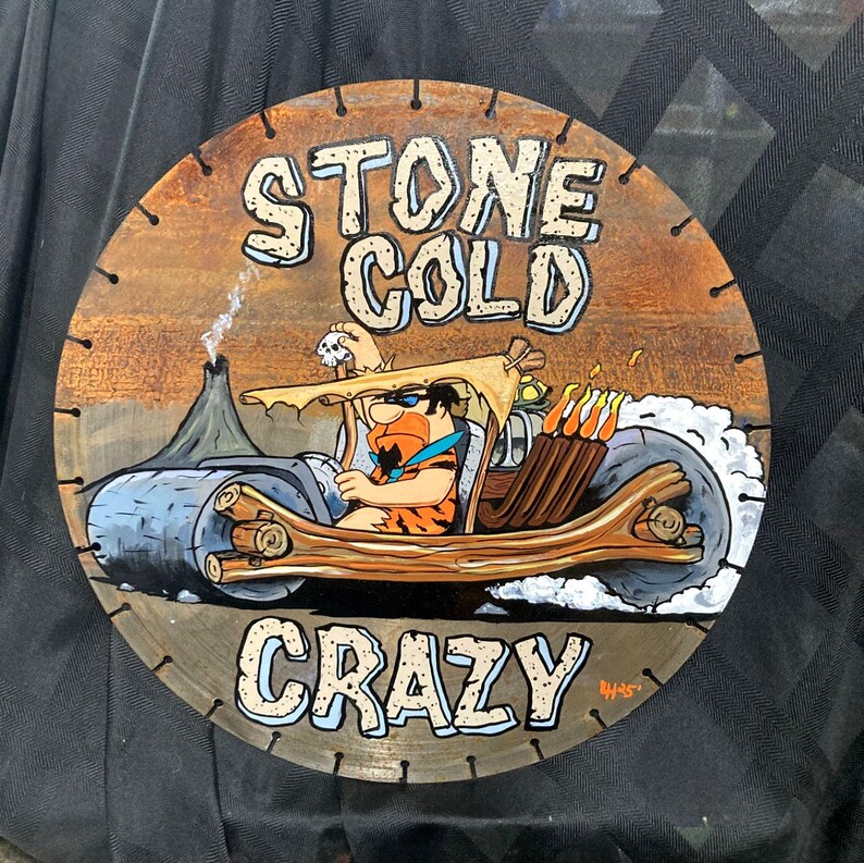 Fred Flintstones Hot Rod Stone Age Car Hand Painted Girl Painted on a ...