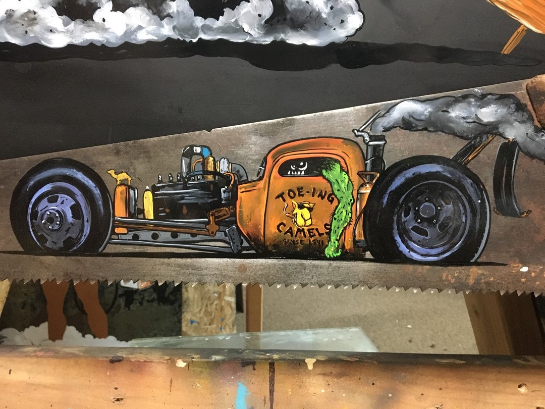 Hand Painted Hand Saw Rat Rod Ratrod Hot Rod Hotrod Wrecker Camel Tow ...